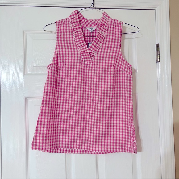 crown & ivy | Tops | Nwt Crown Ivy Pink Gingham Ruffle Top | Poshmark